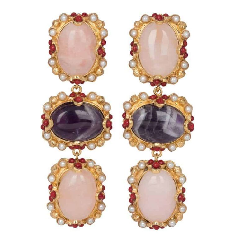 Christie Nicolaides - Allegra Earrings Rose Quartz | All The Dresses