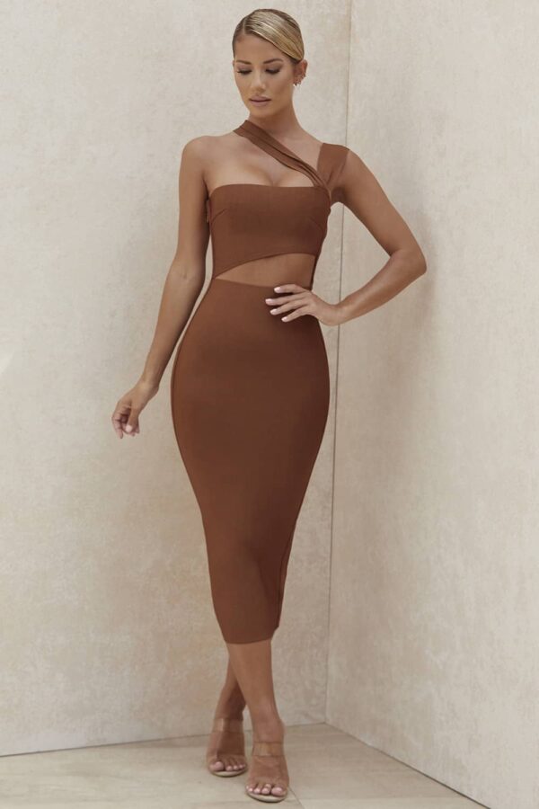 House of CB - Aina Tan Cut Out Midi Dress | All The Dresses