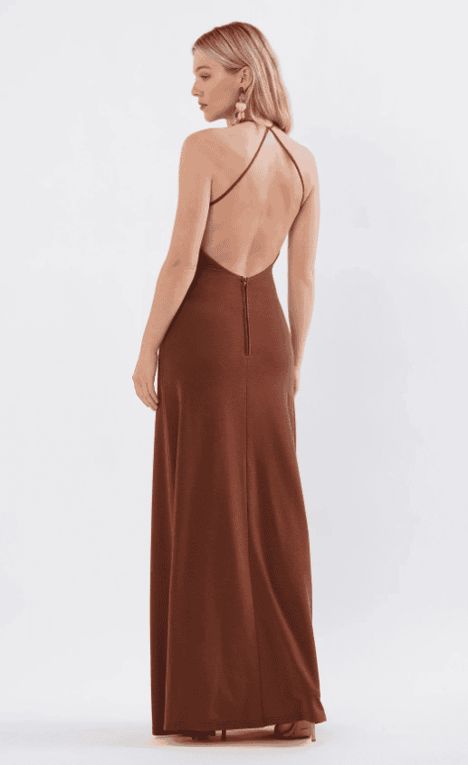 Sonya - Moda Knitted Keyhole Gown - Spice | All The Dresses