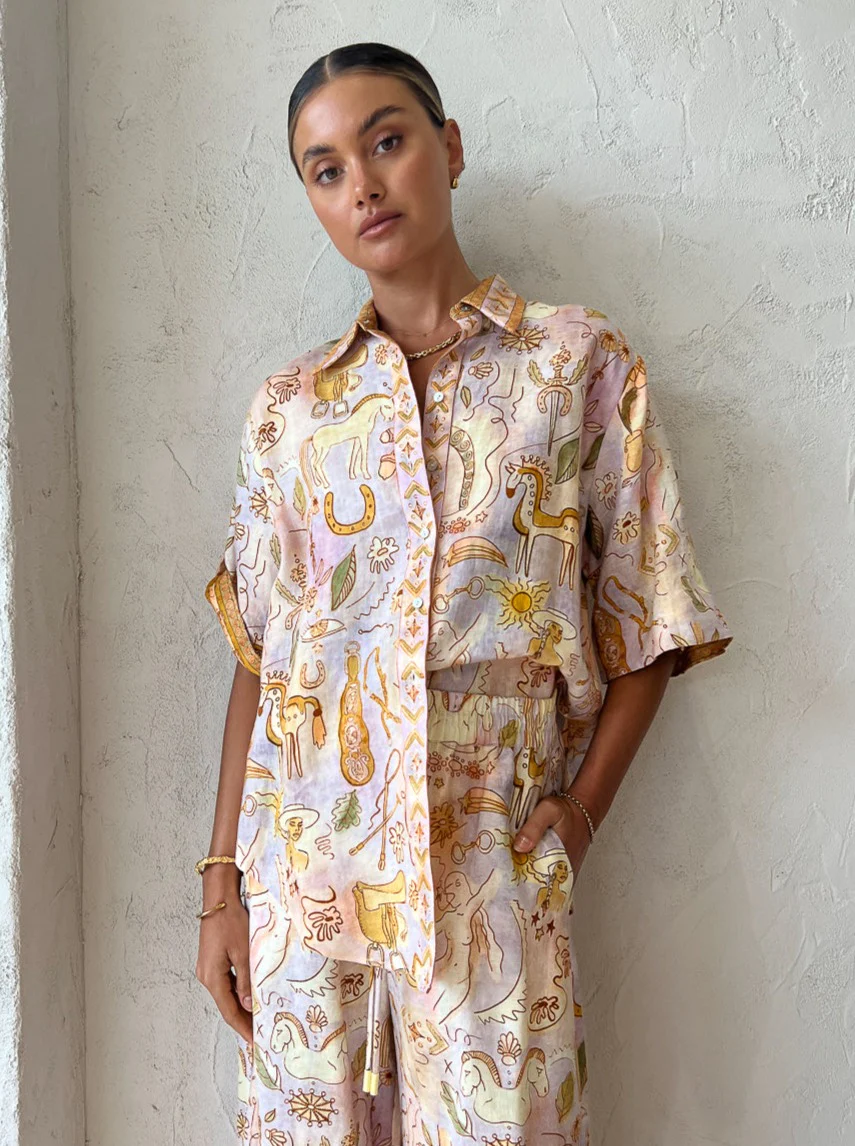 Alemais - Solitaire Pant & Shirt - Watercolour | All The Dresses